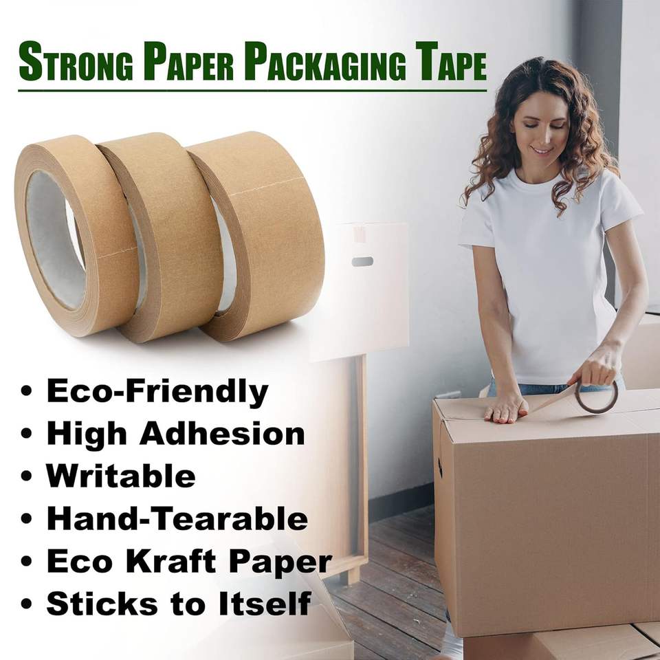NATEE 48mm X 50M Fully Recyclable Kraft Paper Packaging Tape Eco ...