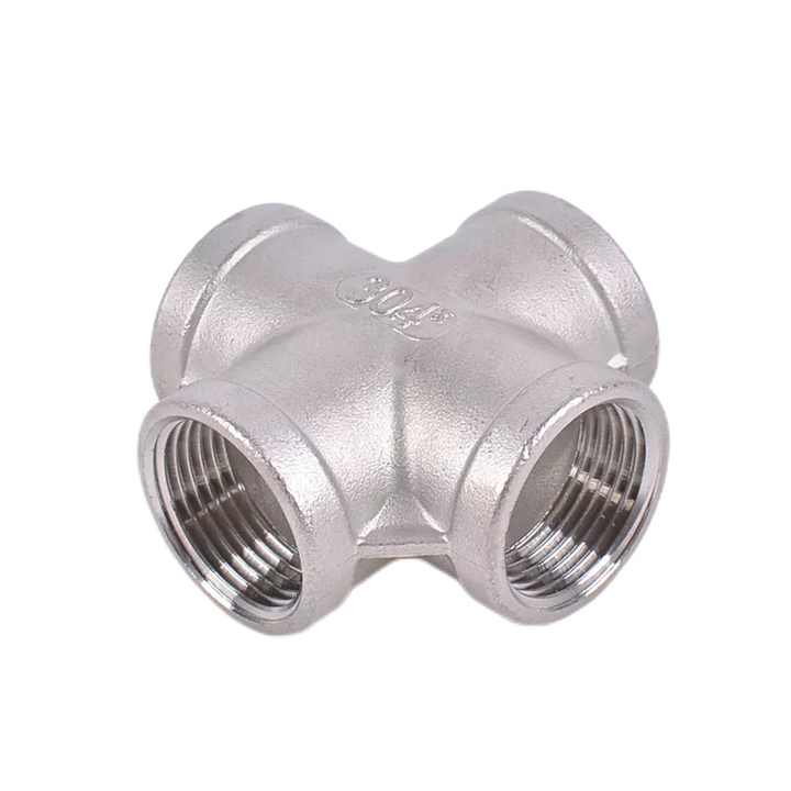 NPT ZG Stainless Steel 304 Hydraulic Four-Way Female Thread Cross Coupling 1/2 Metric for Water ...