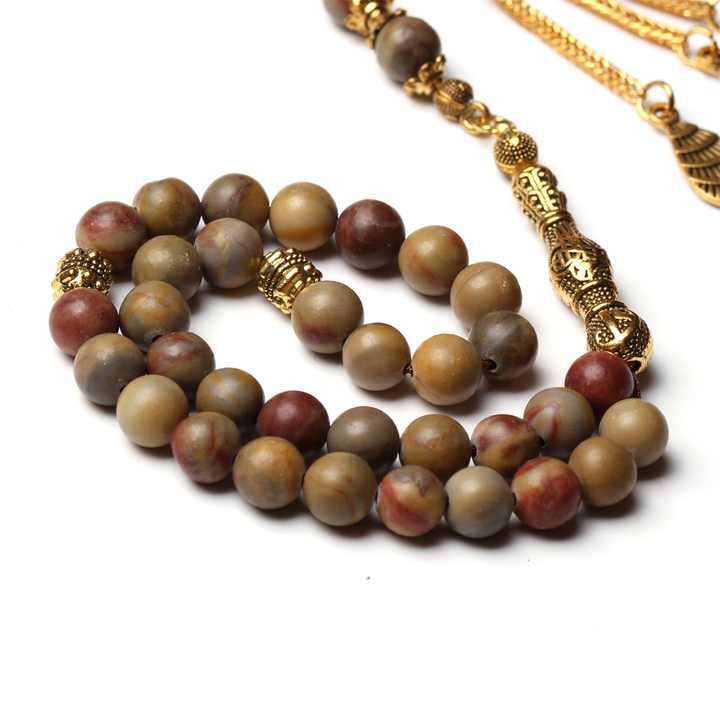99 Prayer Beads - Natural Rainbow Stone Tasbih for Islam