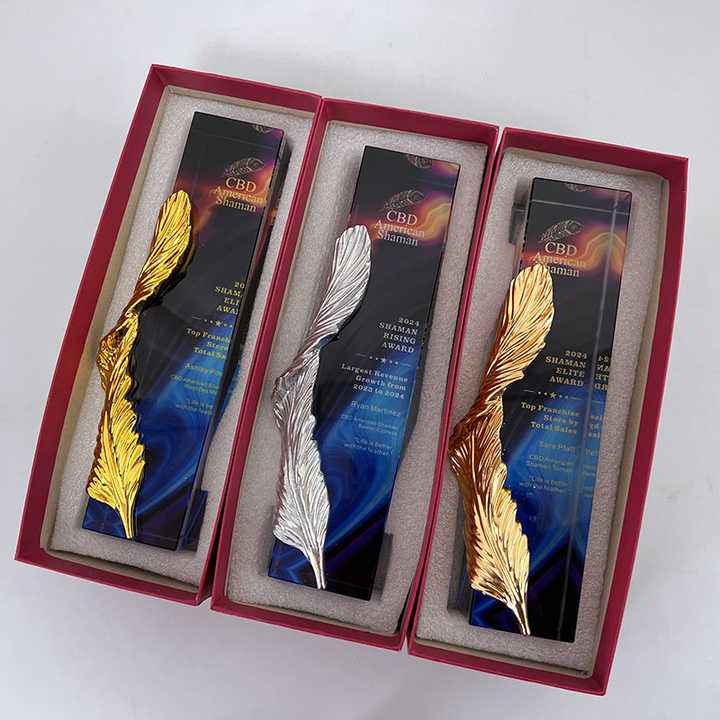 Custom Engraving Metal Gold Silver Copper Feather Trophy Personalized ...