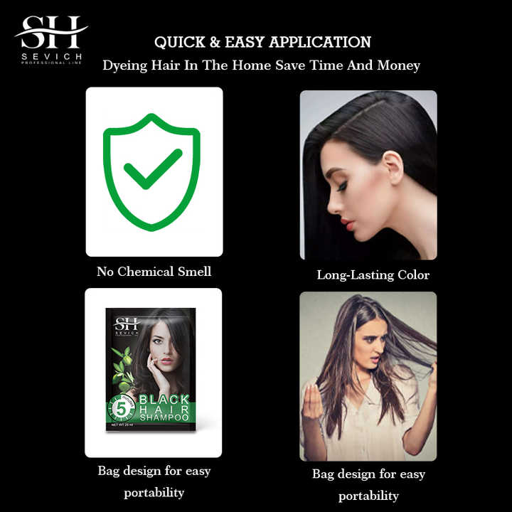 Natural Chinese Black Hair Dye Shampoo - 100% Grey Coverage