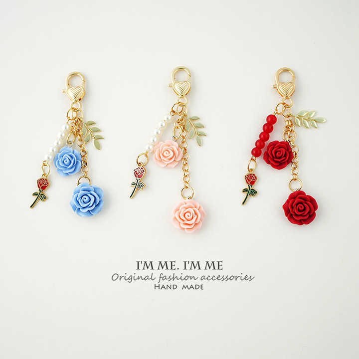 Rose Pendant Purse Charm Keychain for Women & Girls - OEM