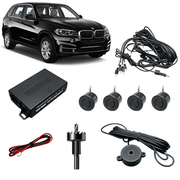 Car Parking Sensor Kit Front and Rear System with 4 Sensors 360 Degree ...