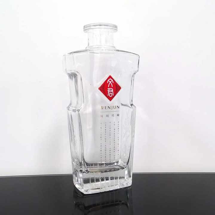 Clear Glass Square Alcohol 500ML Liquor Bottle Flint 0.5