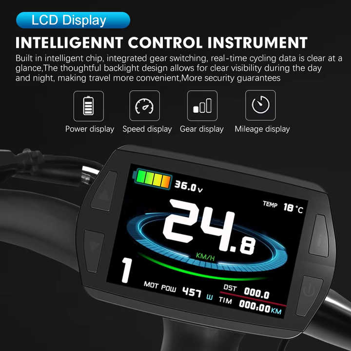 KT LCD8YU E-bike Display 24V/36V/48V Electric Bikes 5 Pin SM/Waterproof ...