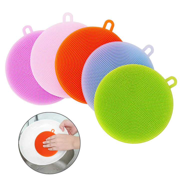 Silicone Sponge Dish Washing Kitchen Scrubber Food-Grade Dishes ...