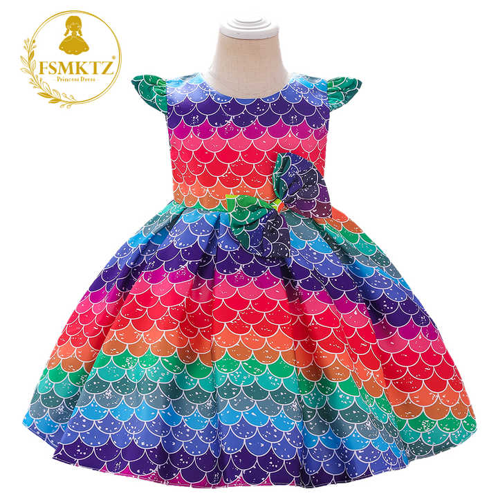 Garments Rainbow Princess Fancy Baby Party Dresses for Young Girls