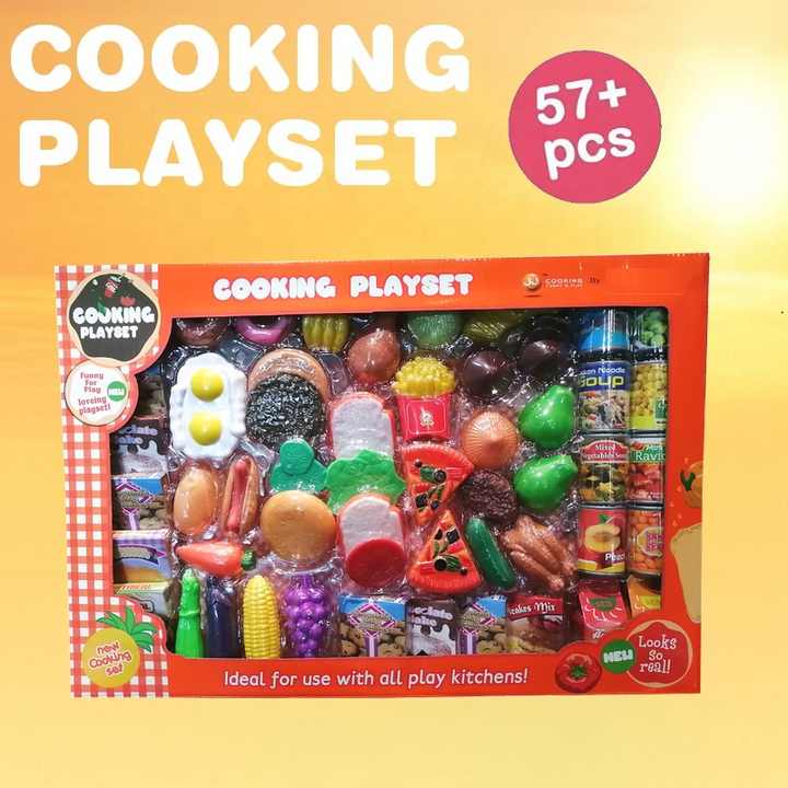 KSF 57pcs Pretend Play Kitchen & Food Toys for Kids Girls' Play Foods ...