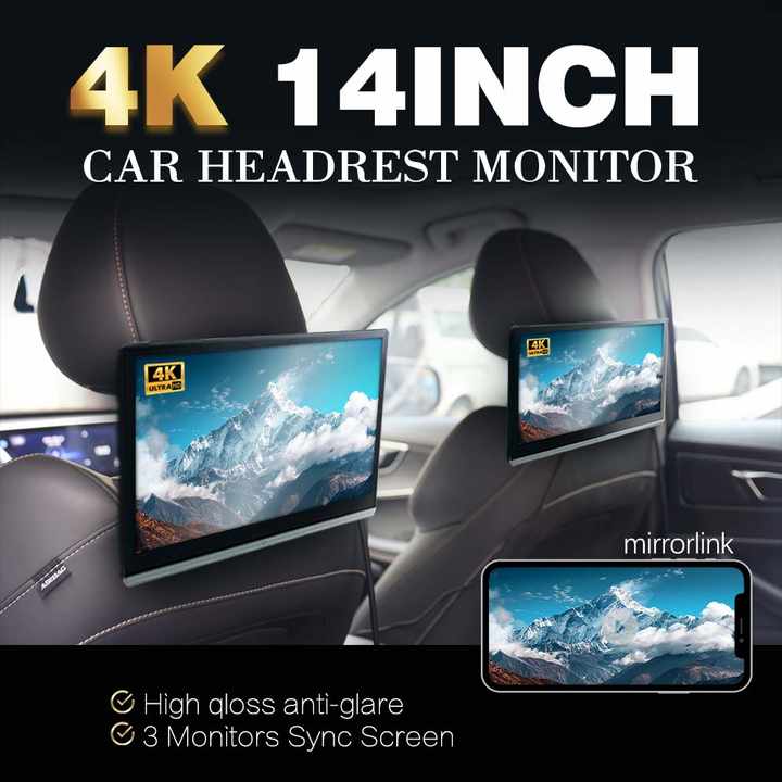 4K 14 Inch Android Screens for Car Display - Backseat Entertainment