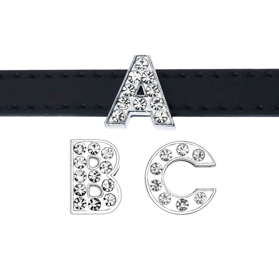 Wholesale Leather Letters Hardware Slide Full Rhinestone Dog Collar and ...