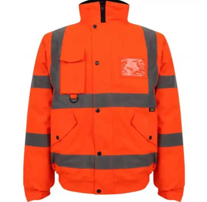 Men Safety Jacket Hi Vis ANSI Class 3 Bomber Reflective Work ...