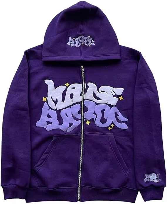 Custom 3D Logo Puff Print Hoodie - Grunge Graphic Zip Up