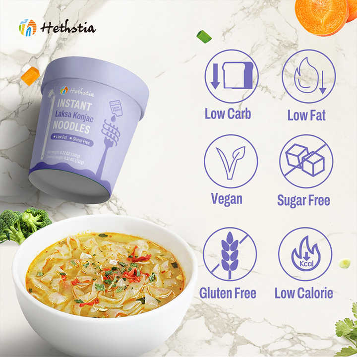 Laksa Konjac Noodles Plant Based Low Calorie Gluten Free Shirataki ...