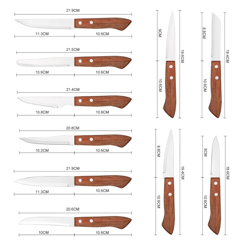 6PCS Knife Set Wooden Handle Paring Knife Series Kitchen Tableware Made ...
