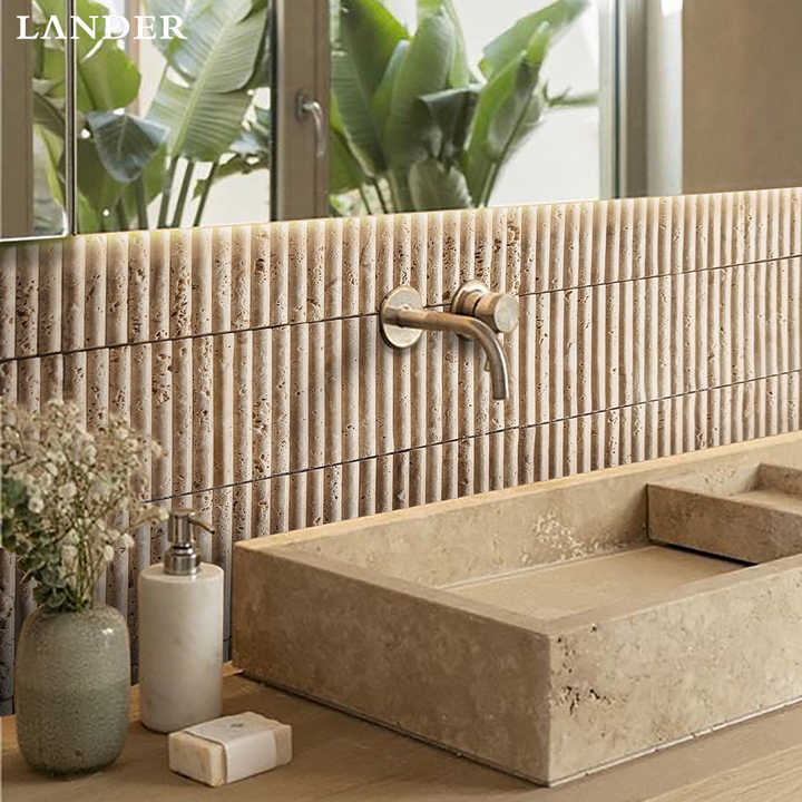 Lander Stone 3D Marble Mosaic Tile - Fluted Convex Series