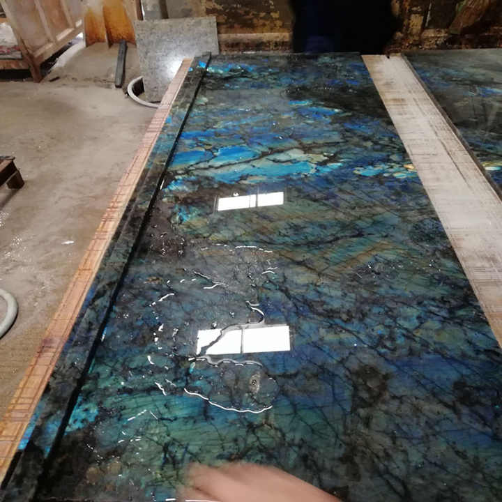 Custom House Kitchen Countertop Madagascar Granite Lemurian Blue ...