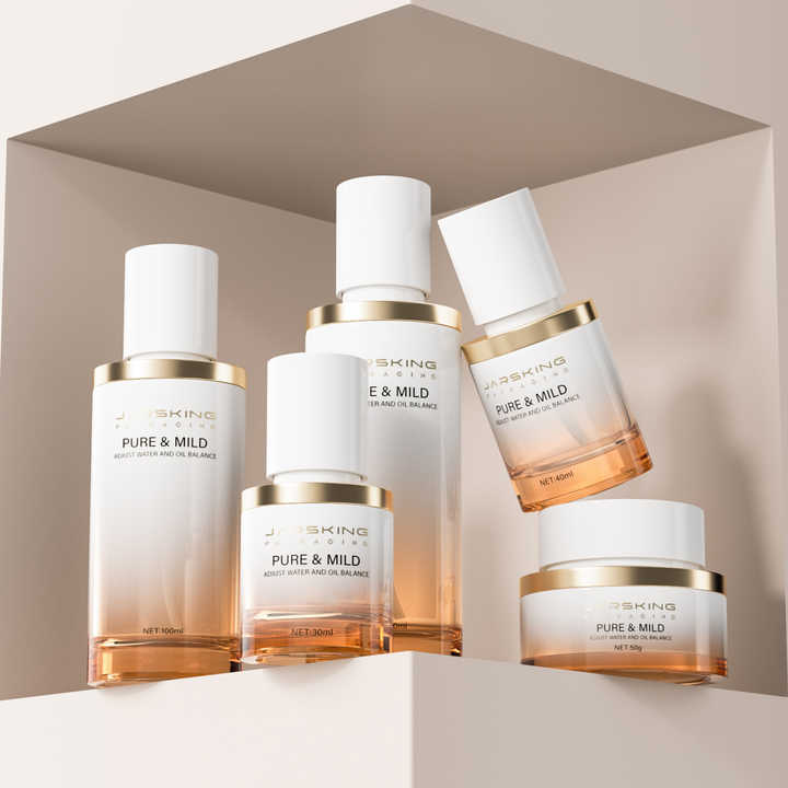 Factory New Design White Gradient Lotion Pump Empty Glass Cosmetic Bottle Skincare Packaging ...