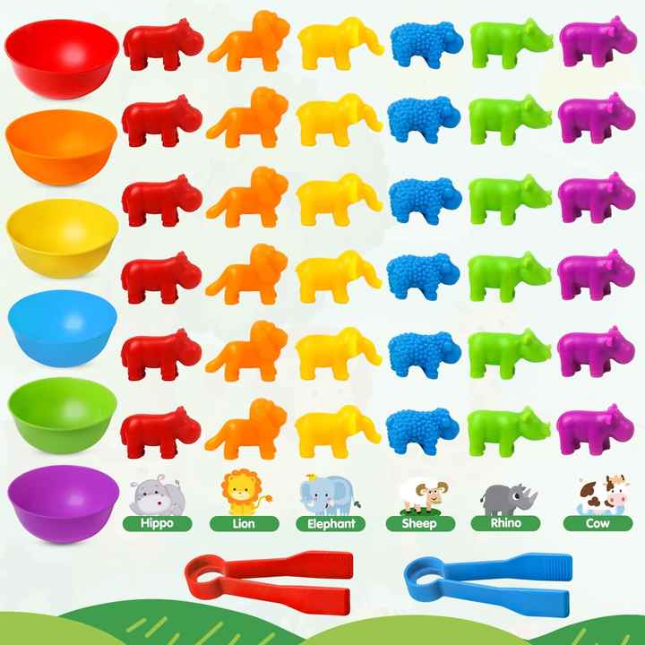 Counting Animals Matching Game Montessori Educational Color Sorting and ...