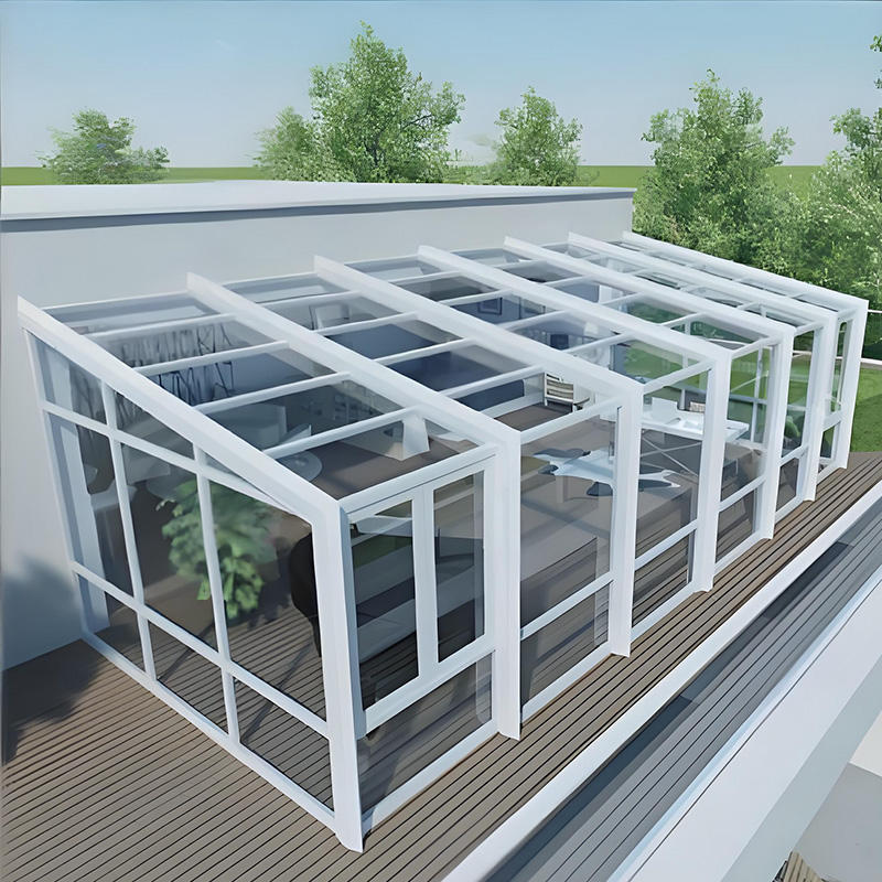 Modern Modular Prefab Four Season Sunroom with Polygon Roof Tempered ...