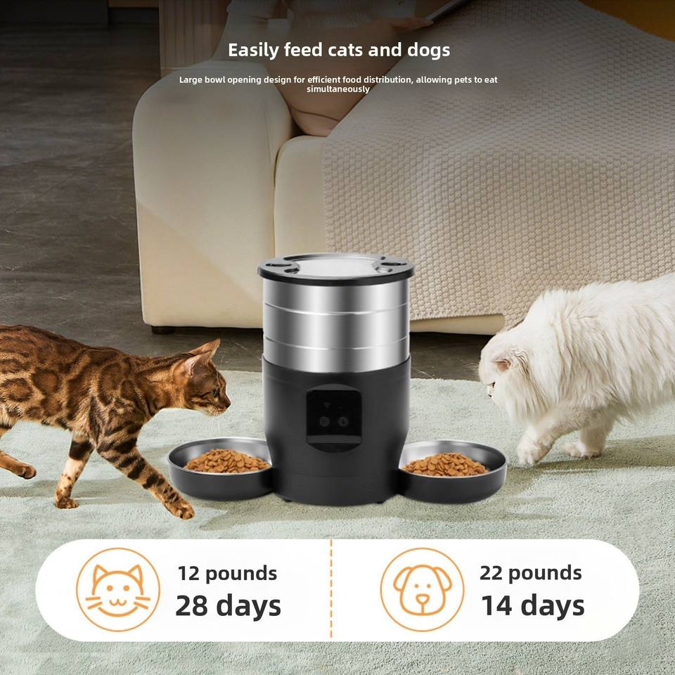 New Stainless Steel Smart Pet Feeder, WiFi, Timed Portion Feeding, 4.5L ...