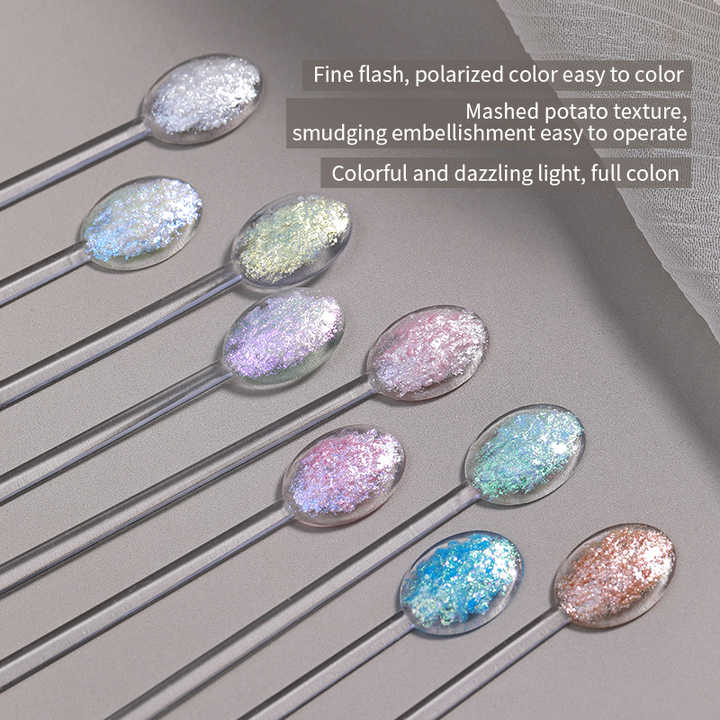 Customized Logo 9 Colors Fairy Powder Cream Nail Polish Glue Diamond ...