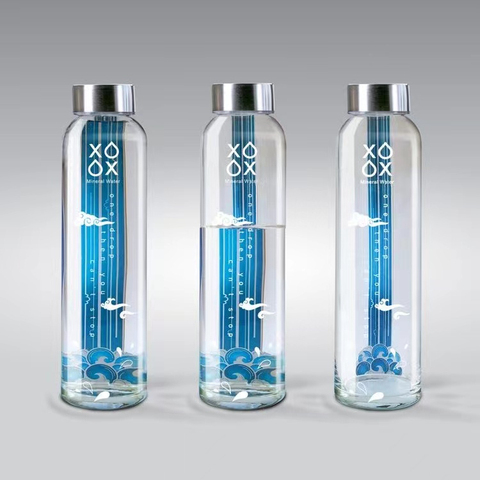 Unique round 500ml reusable glass water bottle kombucha drink bottle ...