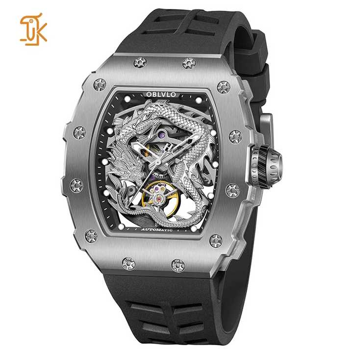 Sanyin Sliver Dragon Skeleton Mechanical Watch Custom Logo Stainless ...