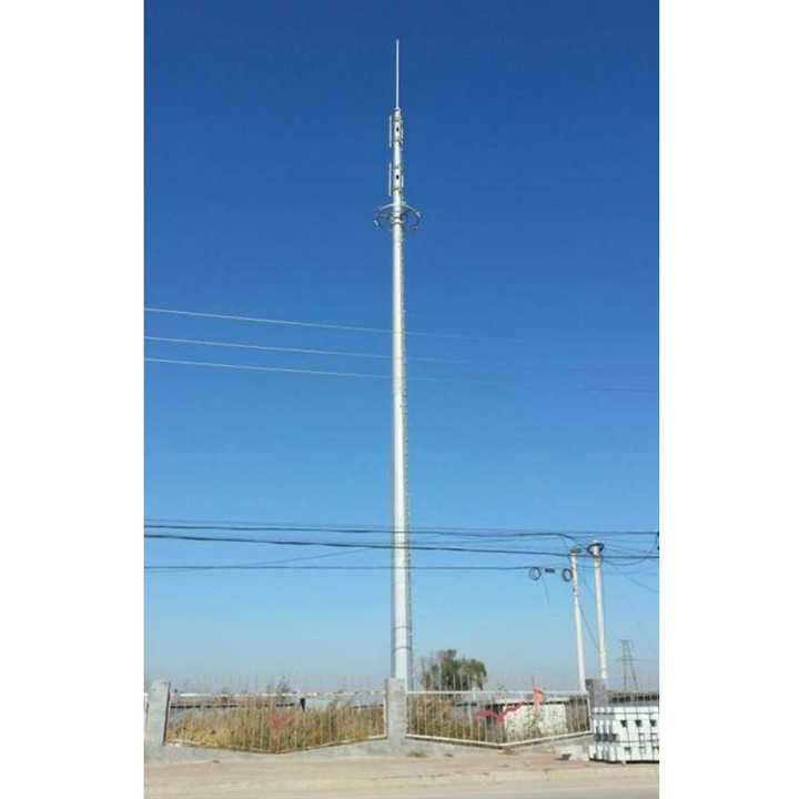 Rooftop Steel Monopole Lightning Tower for Telecommunication
