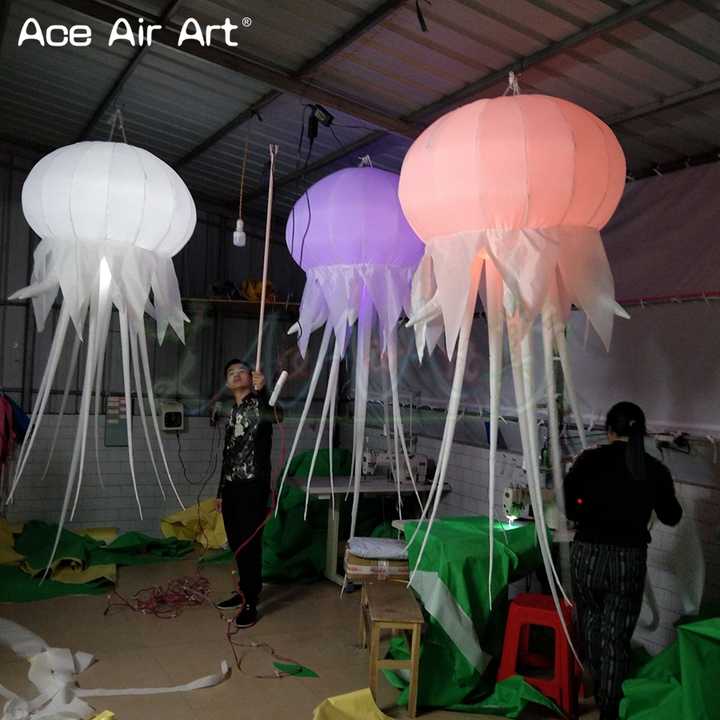 LED Illuminating Jellyfish Balloon Inflatable Shining Sea Model for Bar ...