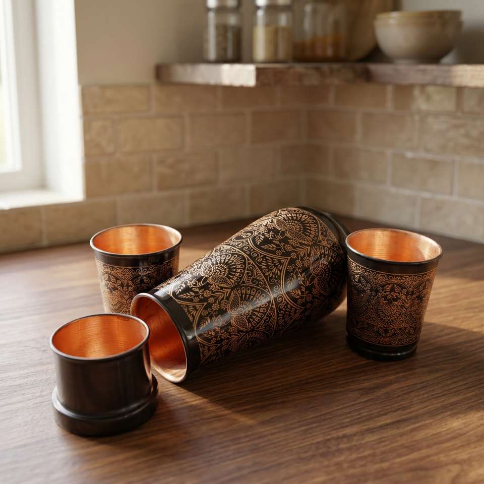 Antique Black Matte Pure Copper Eco-Friendly Home Bedside Carafe 2 ...