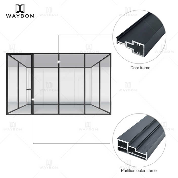 Single/Double Glass Office Divider Partition Aluminum Profile Acoustic ...