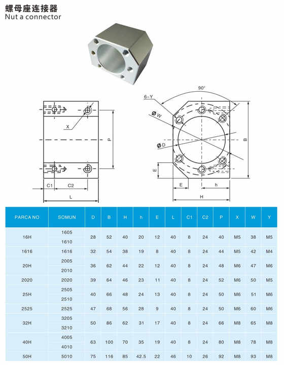 Aluminium DSG20H Ball Screw Nut Housing Bracket Holder for SFU2005 ...