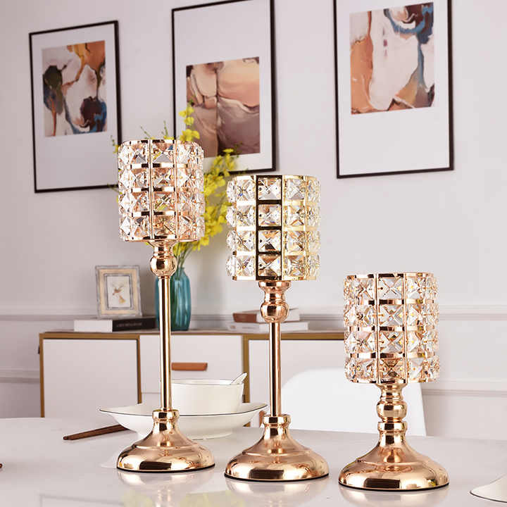 Crystal Gold Metal Table Centerpiece for Wedding Decor