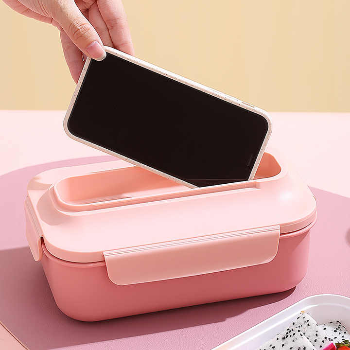 Plastic Office School Lunch Container with Spoon Bento