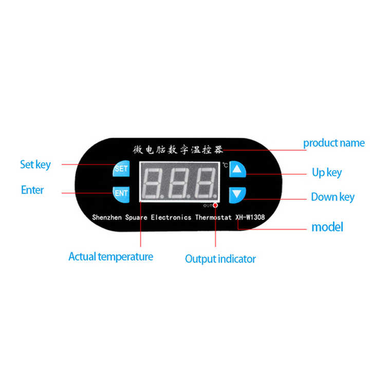XH-W1308 Microcomputer Digital Display Temperature Controller Adjustable Intel Switch OEM ...