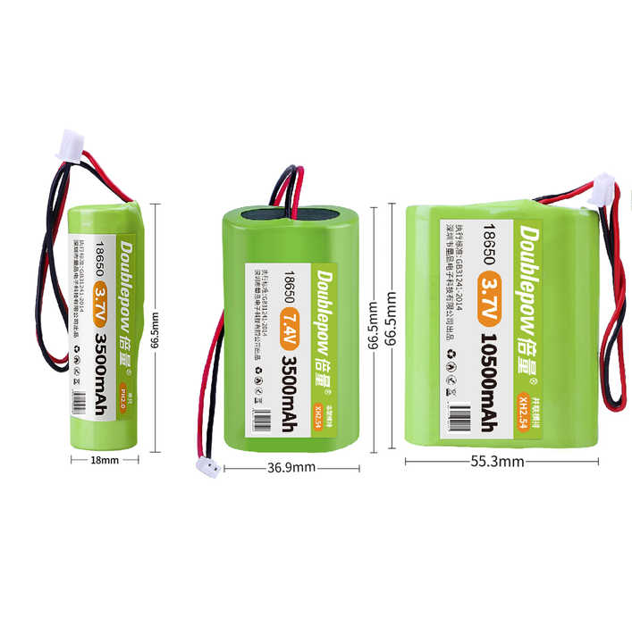 Doublepow Small 1S2P 3.7V 7000mAh Li-Ion Battery Packs Rechargeable 3 ...