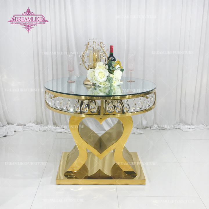 Gorgeous Gold Round Wedding Table Stand Set Dreamlike Luxury Stainless ...