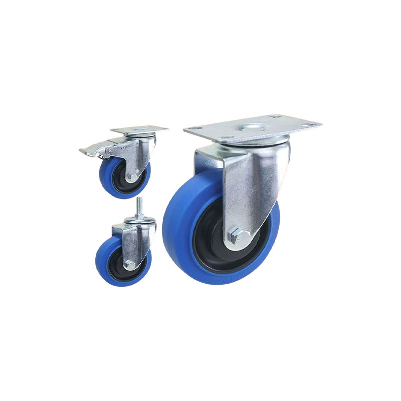 3''4"5"6"Caster Wheels Trolley Casters Blue Elastic Rubber Castor Wheel ...