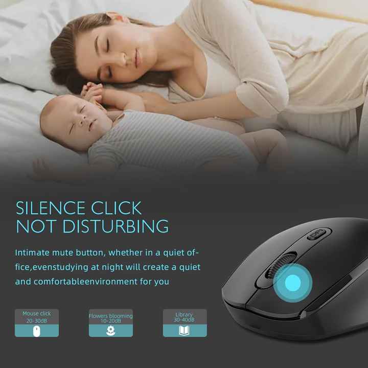 Wireless Mouse 2.4G - Silent, USB Nano Receiver for Laptop