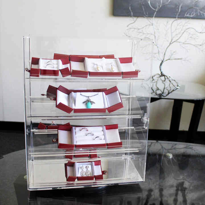 Countertop Lockable Jewelry Display Showcase Rotating Acrylic Display ...