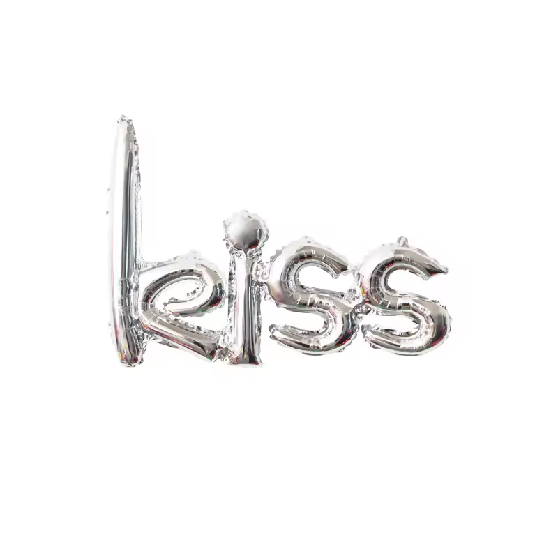 Kiss Cursive Connected Letter Foil Balloon Rose Gold Red Gold Silver ...