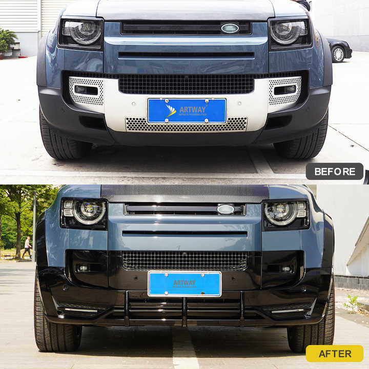 For Land Rover New Defender 90/110 Glossy Black New Style Front Bumper Lip L663 Car Front Bumper ...