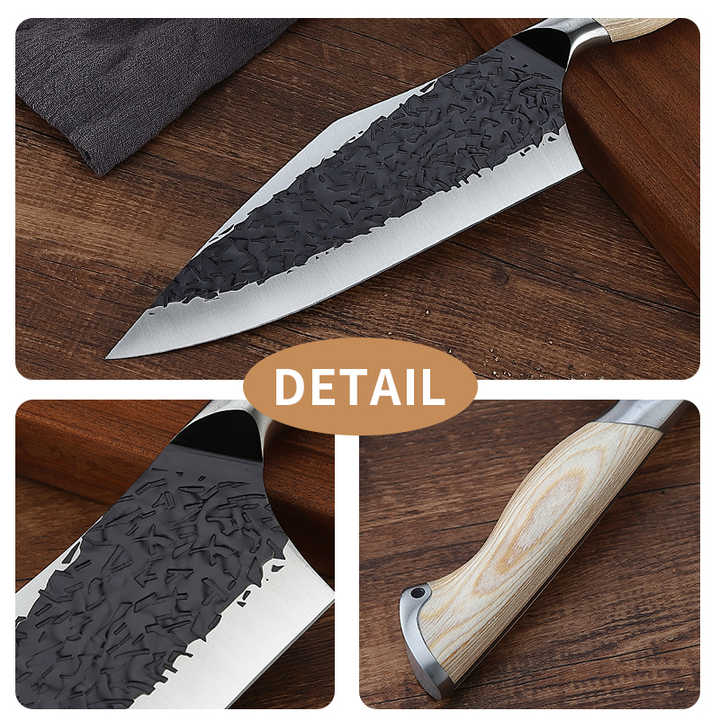 Custom Hammered Pattern Chef Knife Cleaver Use Kitchen 5Cr15Mov ...