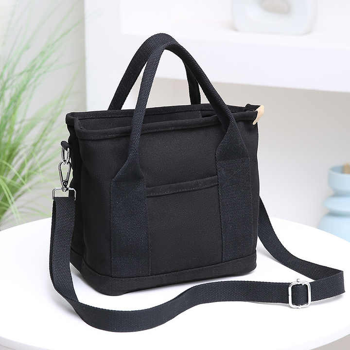 Custom Mini Cotton High Quality Canvas Tote Bag With Pocket and Zipper ...