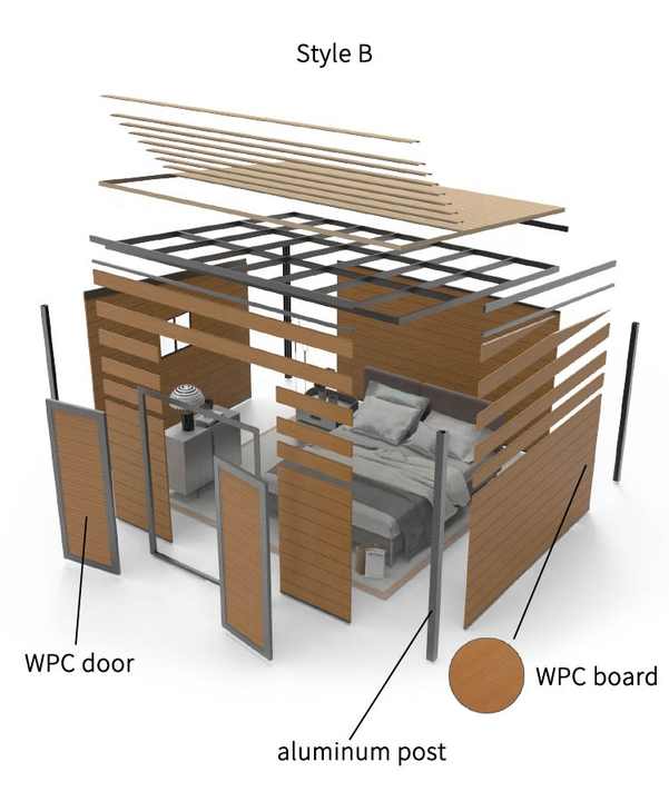 Eco Prefabricated Work Wood House with Windows by Mexytech