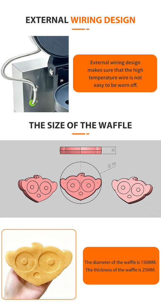 Commercial Waffle Maker Custom Mold Electric Cartoon Shaped Monkey ...