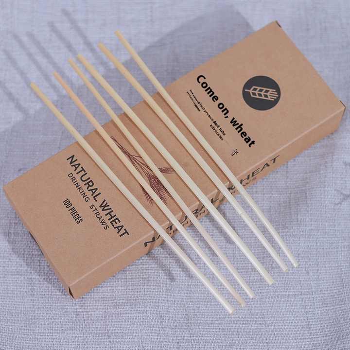 Natural Biodegradable 6mm Diameter Wheat Straw PLA Straws Disposable ...