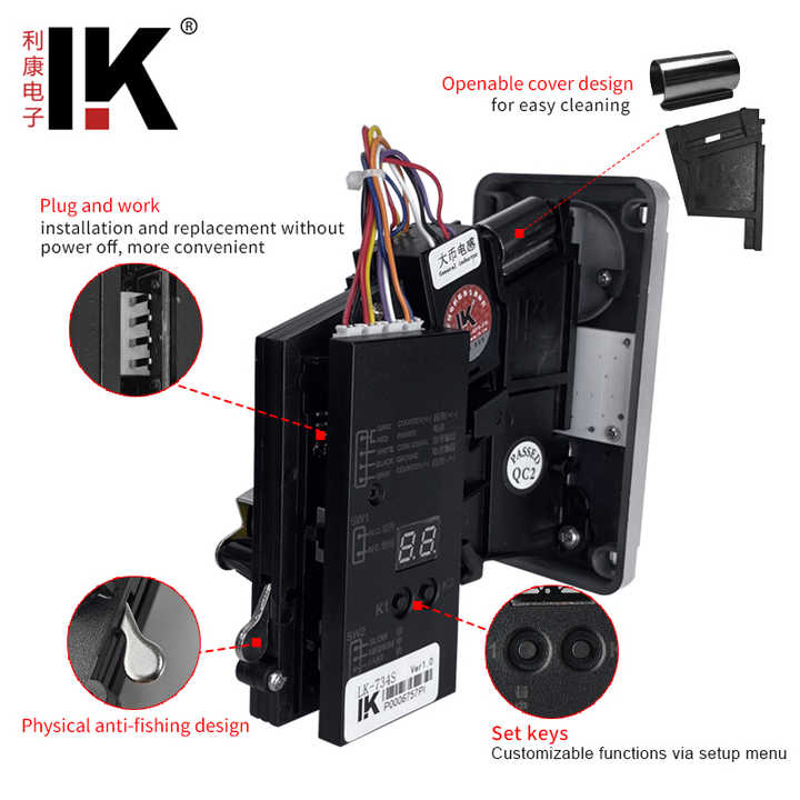 LK734S Multi-Currency Coin Selector Pulse Signal Protocol for 6 Coins ...