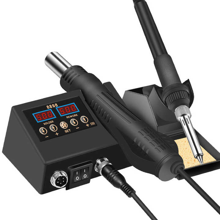 8898 Smd Rework Soldering Station 2-in-1 Soldering Iron Portable Heat ...