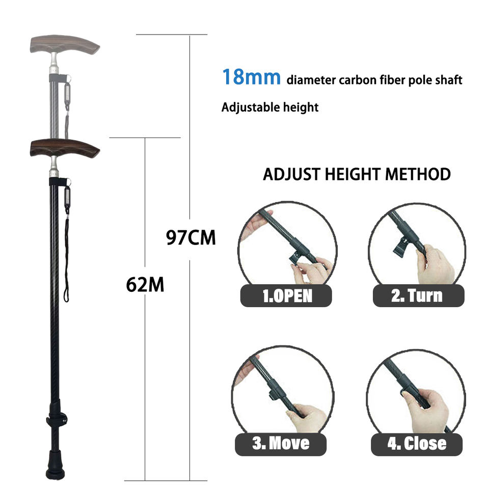 Factory-Customized Lightweight Carbon Fiber Cane Chicken Wing Wooden ...
